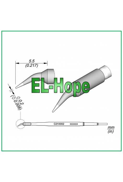 CARTUCCIA C210002 JBC CARTRIDGE BENT 0.2 mm PUNTA STILO SALDATORE ORIGINALE